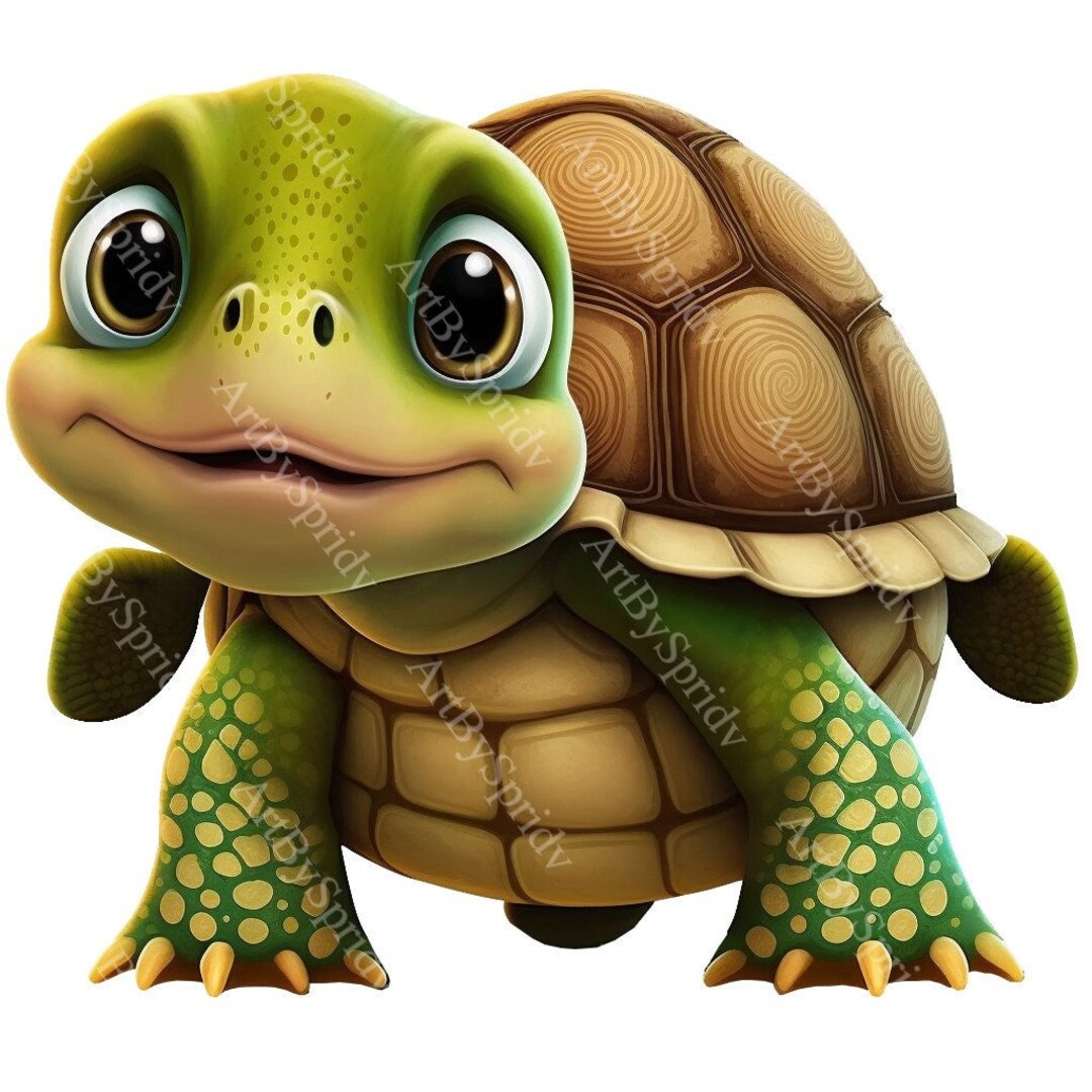 Cute Turtle Print Clip Art Png File Digital Instant - Etsy