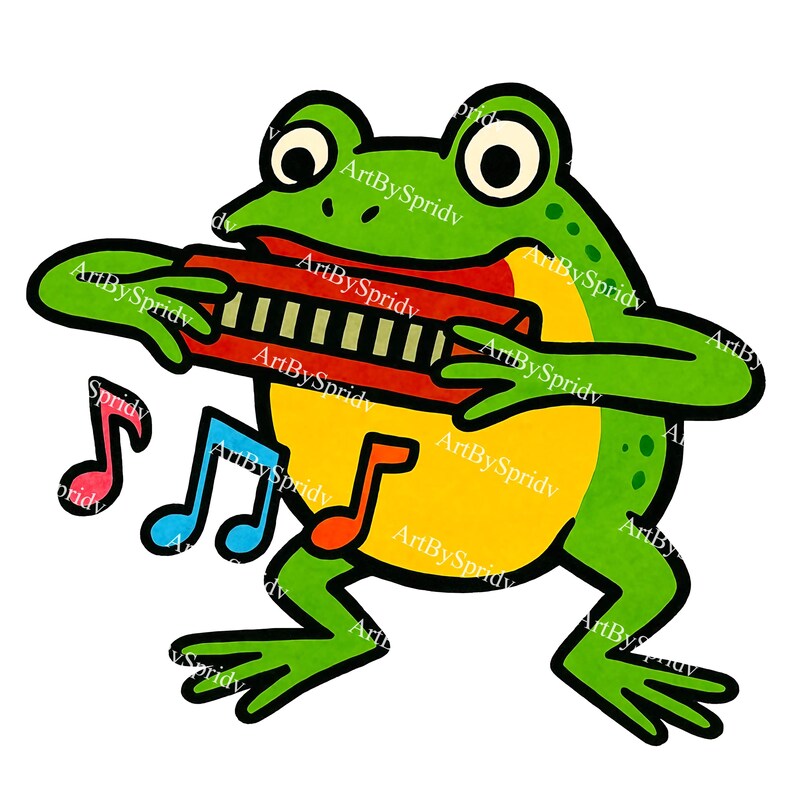 Funny Harmonica Frog PNG, Cartoon Musical Frog Clipart, Transparent ...