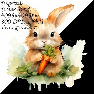 Watercolor Bunny Clipart Set | 4 High-quality Transparent PNG Rabbit ...