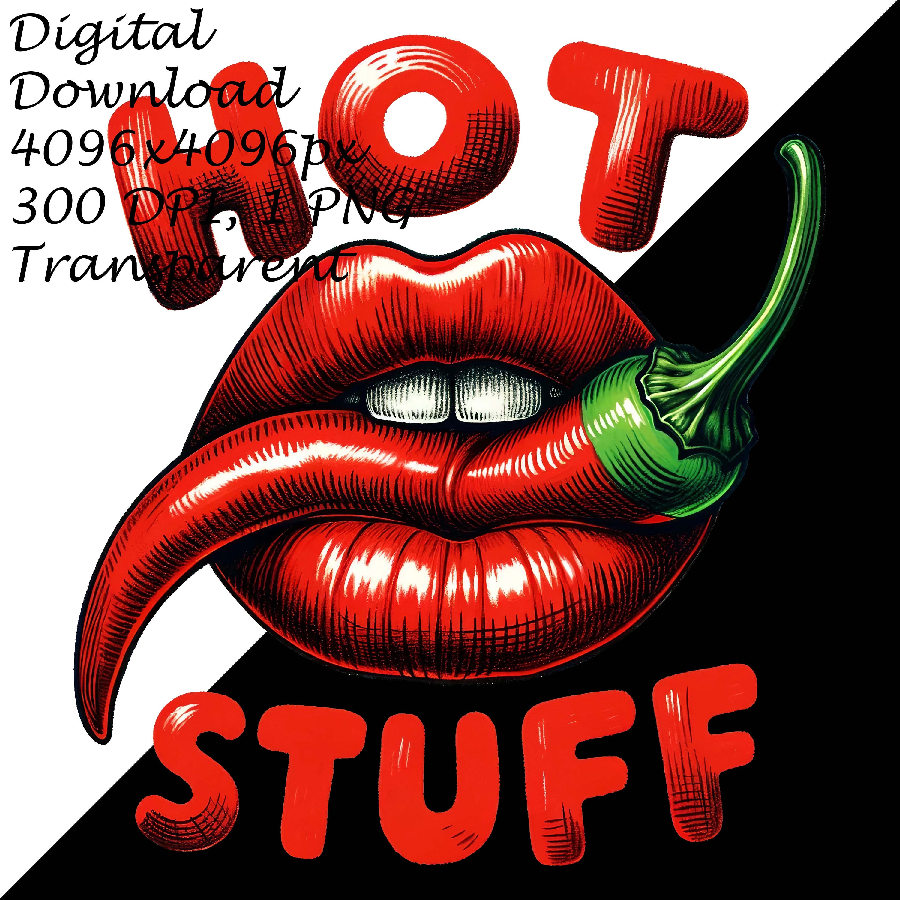 Spicy Red Lip Clipart | Hot Stuff Pepper Kiss PNG | Bold Printable ...