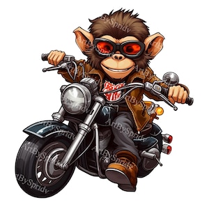 Monkey Riding Motorcycle Transparent PNG Clipart,kid/adult Digital ...
