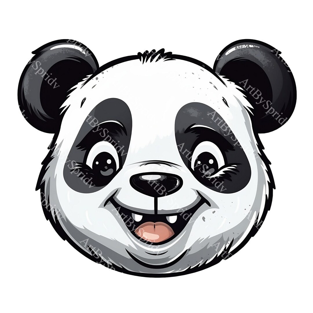 Happy Panda Face PNG Clipart, Cute Digital Download Illustration for ...