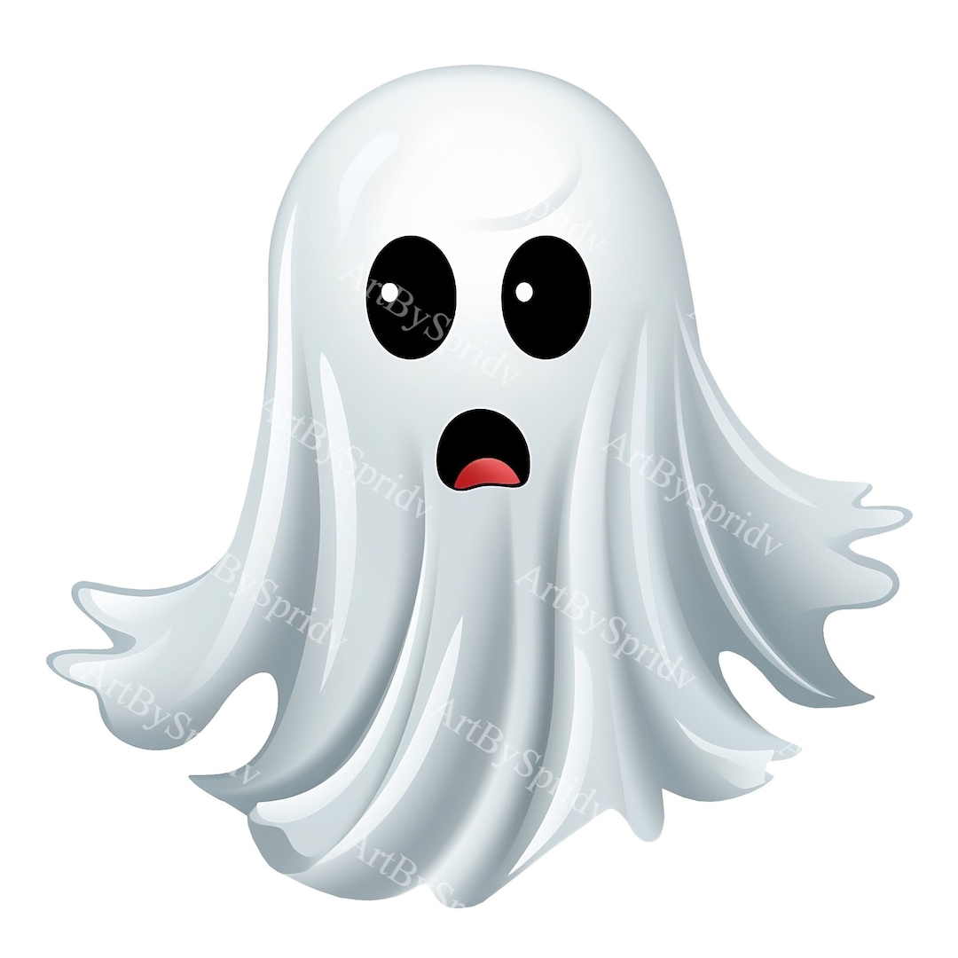 Adorable Spooky Ghost PNG Clipart, Scared Ghost Illustration for ...