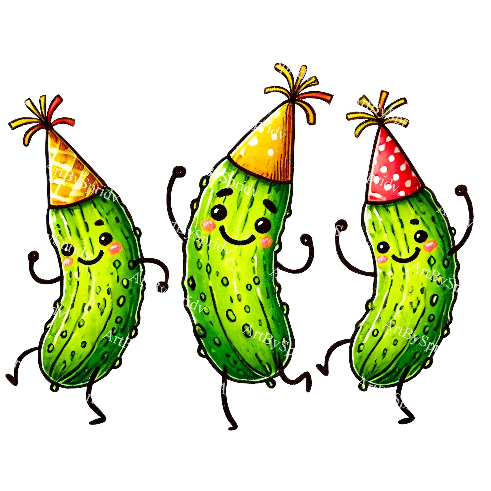 Dancing Pickles Clipart | Transparent PNG | Party Hat Pickle ...