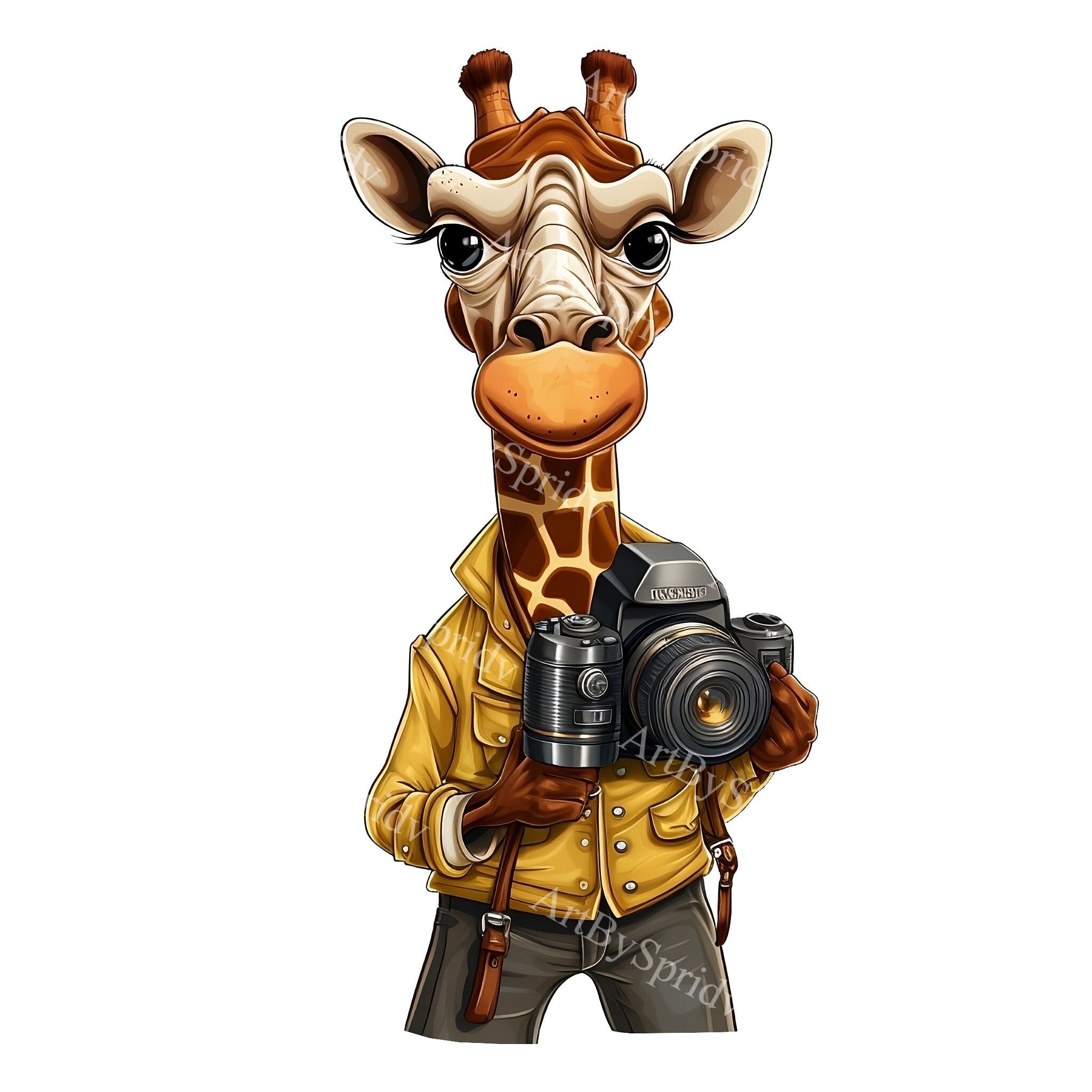 Quirky Giraffe Photographer PNG Clipart, Safari Animal Clip Art With ...