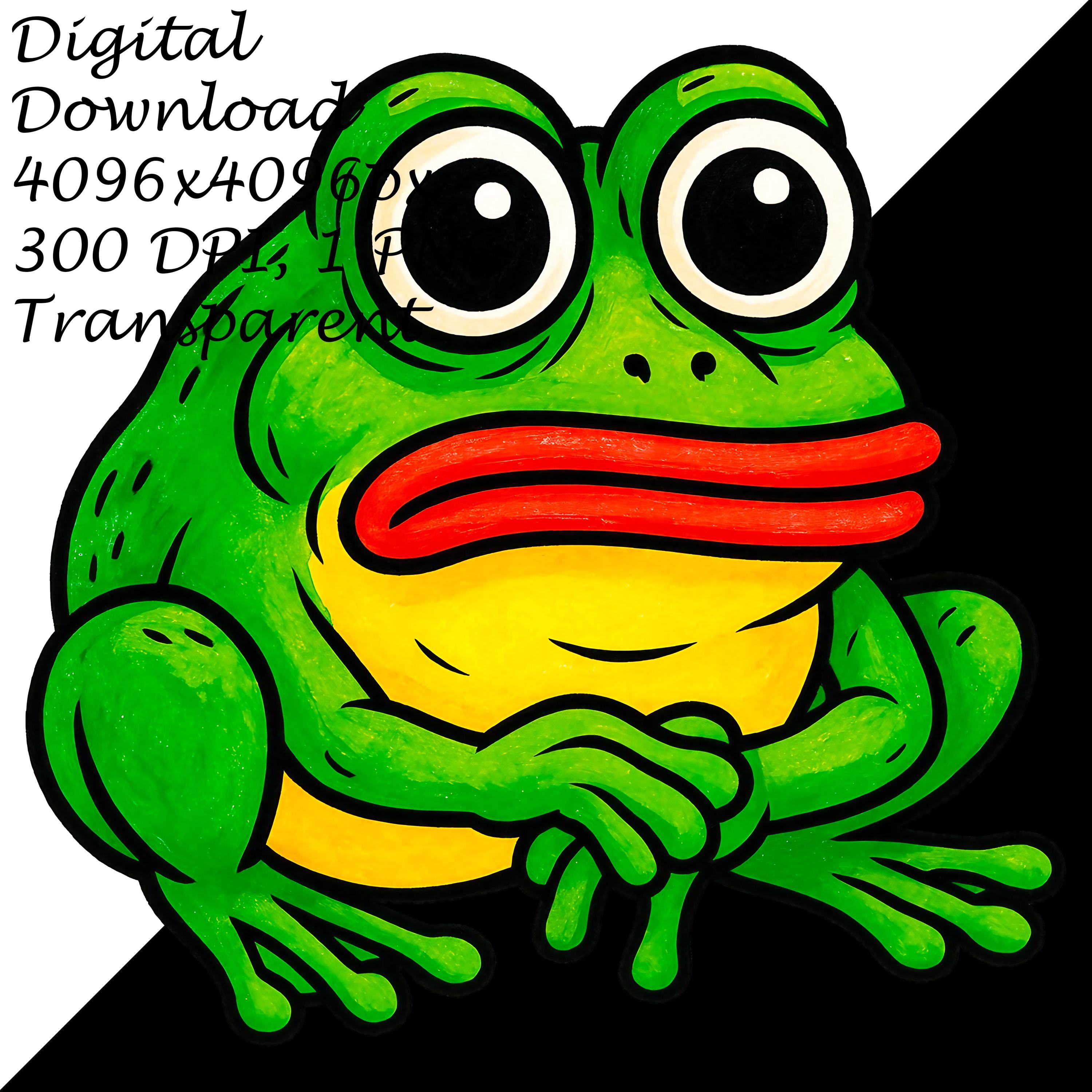 Funny Cartoon Frog PNG With Big Eyes and Red Lips | Quirky Green Frog ...