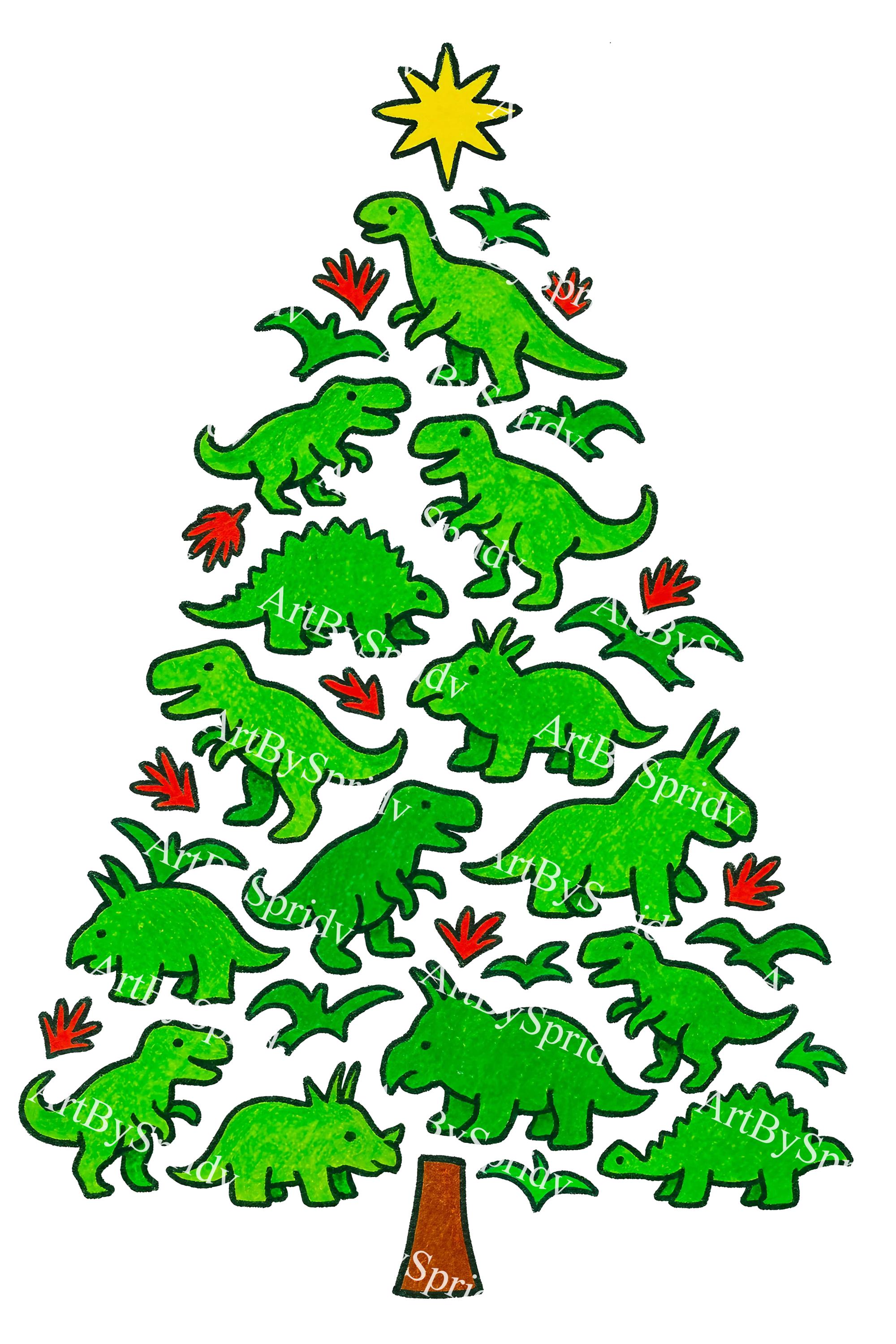 Dinosaur Christmas Tree PNG Clipart - Cute Dino Holiday Transparent ...