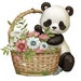 Baby Panda With Wicker Flower Basket PNG Clipart, Transparent Bear Clip ...