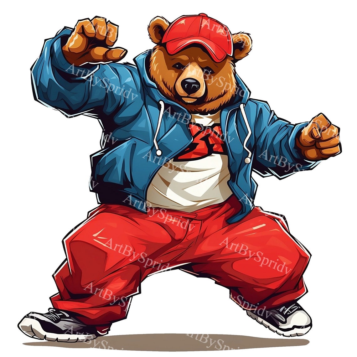 Breakdancing Bear Clipart PNG, Urban Style Bear in Hip Hop Outfit ...