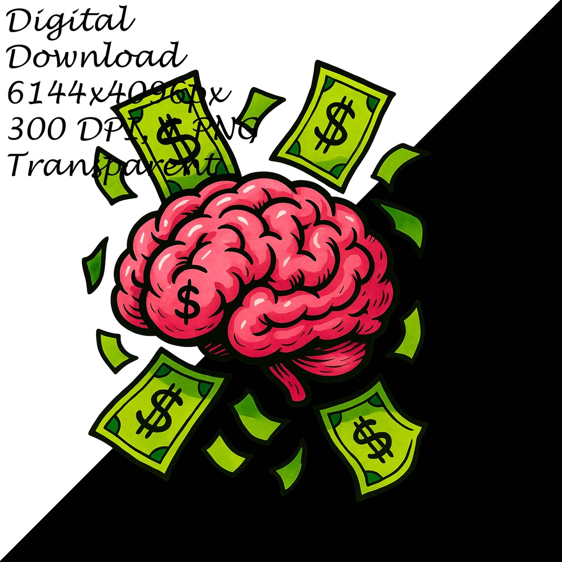 Money Brain PNG Clipart | Hustle Mindset Dollar Brain Design ...