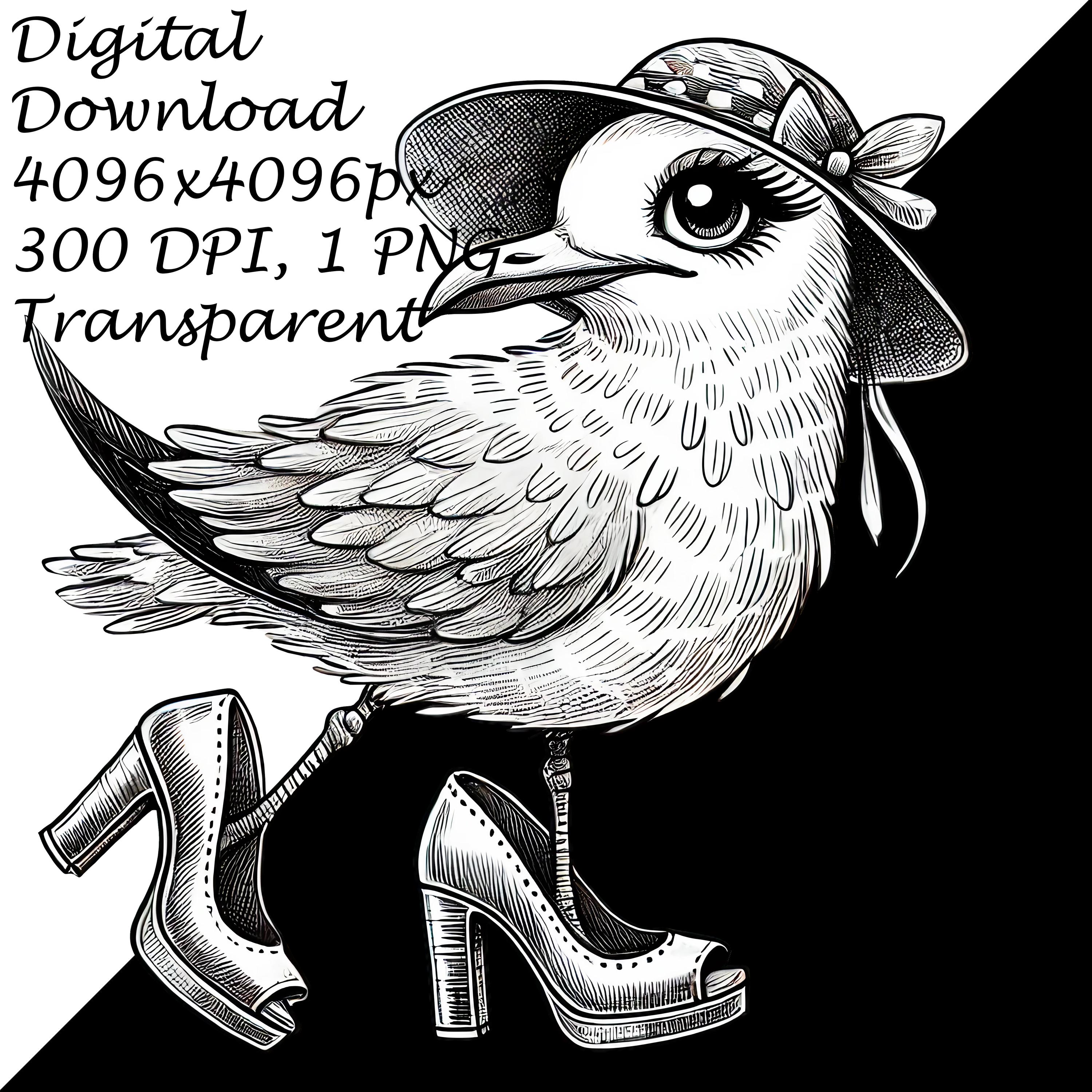 Elegant Vintage Bird in Heels PNG | Stylish Fashionable Bird Clipart ...