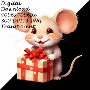 Christmas Mouse With Presents PNG Cliparts Bundle|festive Holiday ...