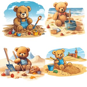 Teddy Bear Beach Clipart Set-cute Digital Clip Art for Kids,summer ...