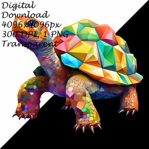 Vibrant Geometric Turtle PNG Clipart, Colorful Polygonal Tortoise ...