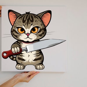 Cute Cat With Knife PNG Clipart, Transparent Animal Clip Art, Kids ...