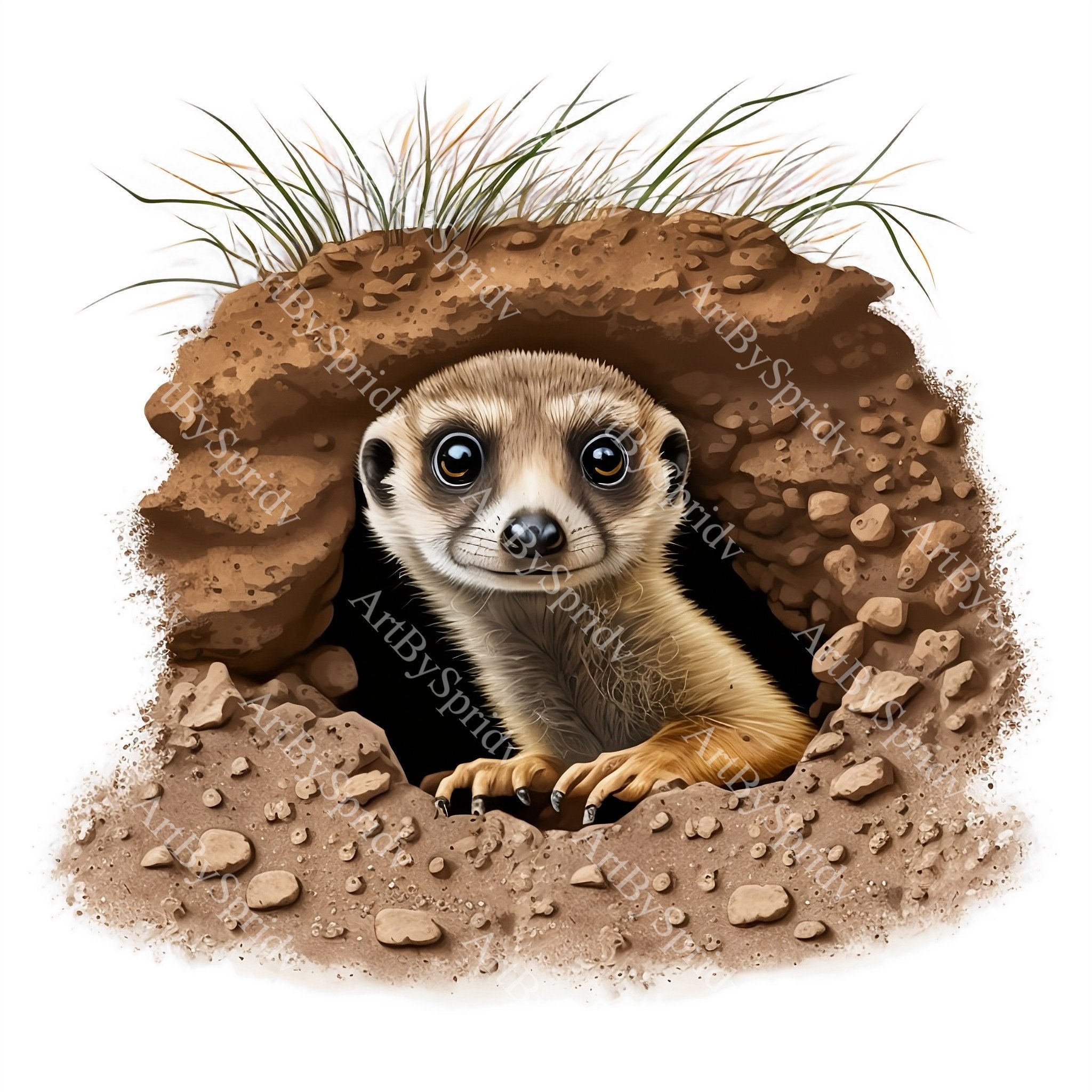 Baby Meerkat Peeking From Burrow PNG Clipart, Transparent Animal ...