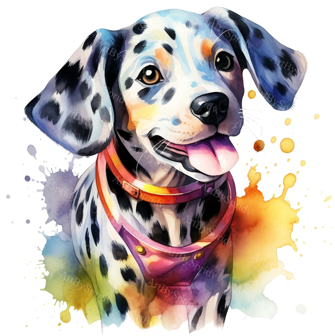 Watercolor Cute Dalmatian Puppy Dog in Vibrant Color-transparent 4 PNG ...