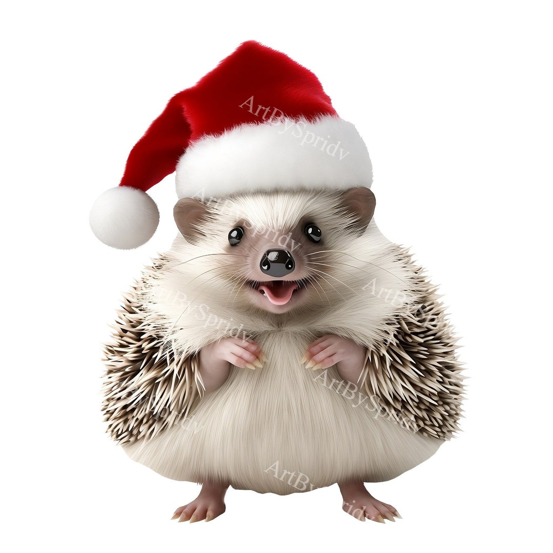 Christmas Hedgehog PNG Clipart – Transparent Hedgehog in Santa Hat for ...