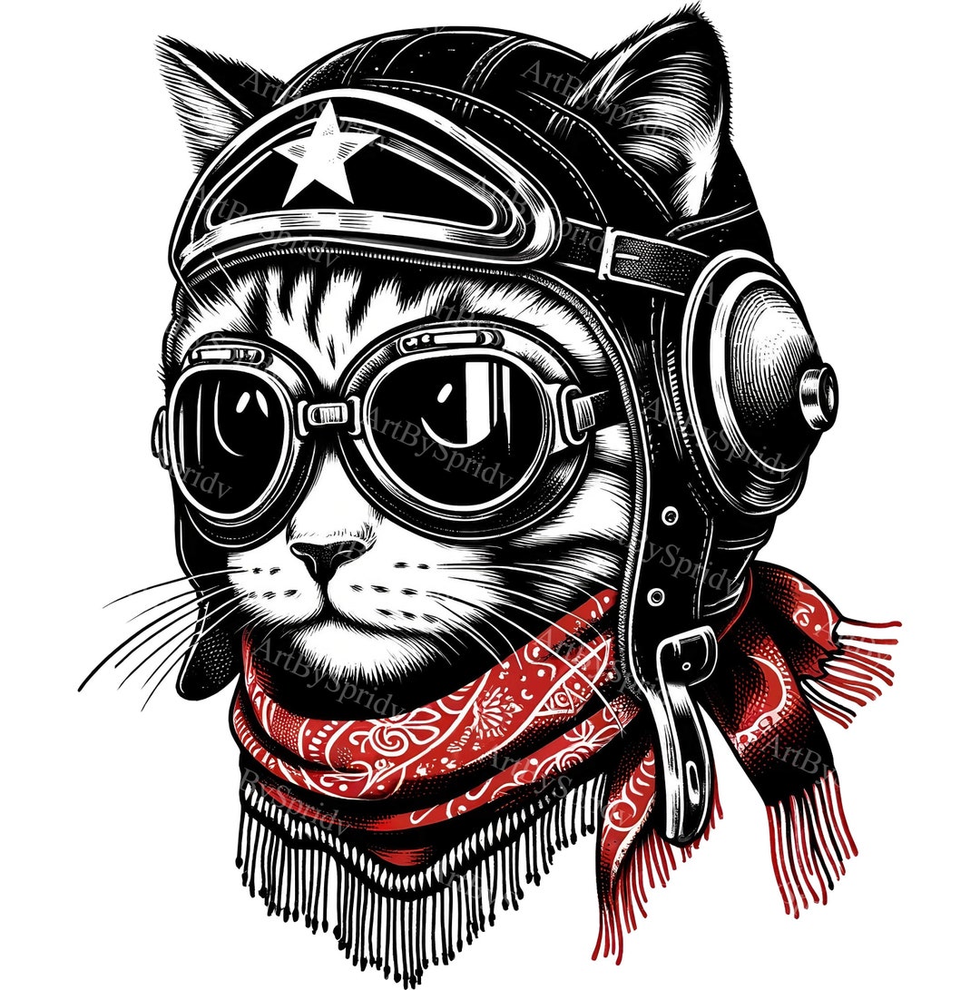 Cat Pilot Clipart PNG Digital Art for T-shirts Mugs - Etsy