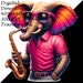 Saxophone Elephant Clipart, Vibrant Musical Animal PNG, Jazz Elephant ...
