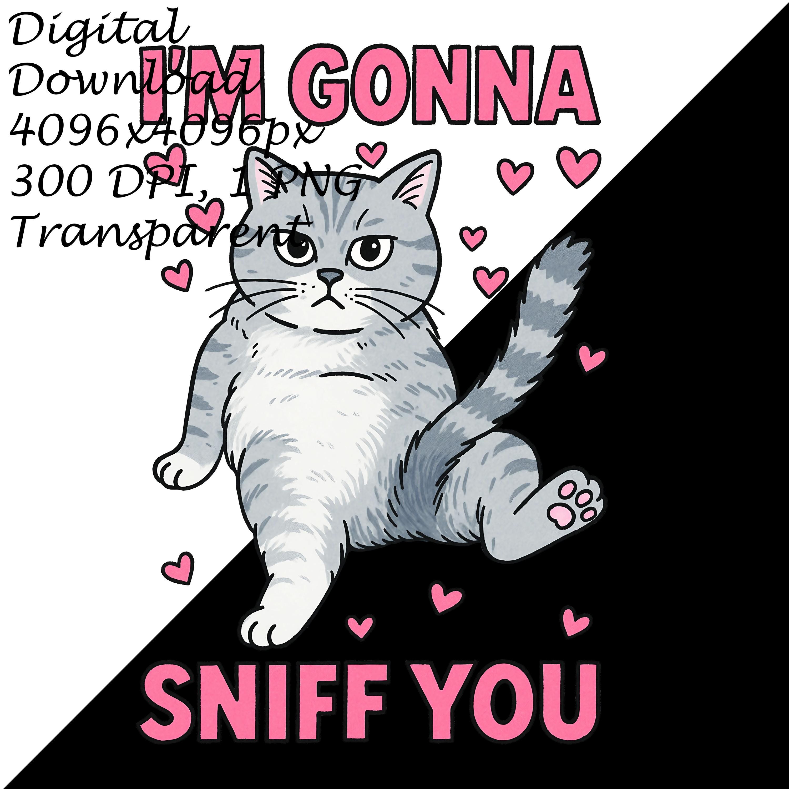 Funny Cat Valentine PNG – Cute Tabby Meme Quote “i’m Gonna Sniff You ...