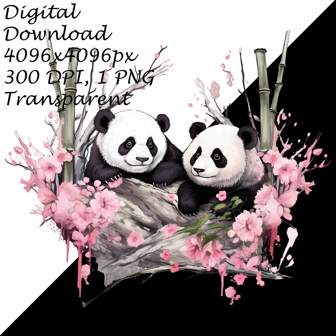 Panda Clipart Set - 4 PCS Transparent PNG, Cute Pandas With Cherry ...