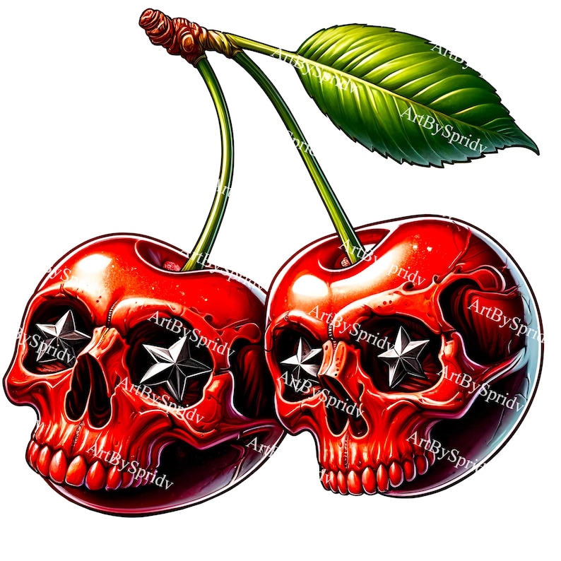 Gothic Cherry Skull Clipart, Dark Clip Art Transparent PNG, Digital ...