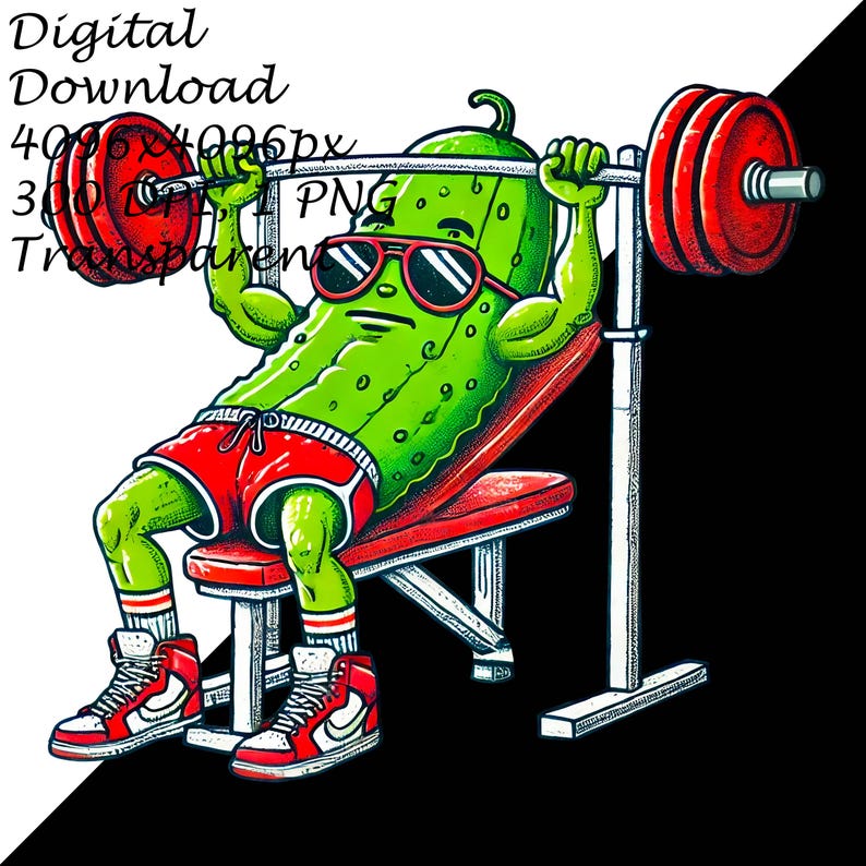 Funny Gym Pickle PNG, Cool Pickle Lifting Weights Transparent Clipart ...