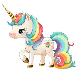 Rainbow Unicorn Digital Clipart for Kids, Fantasy Animal Transparent ...