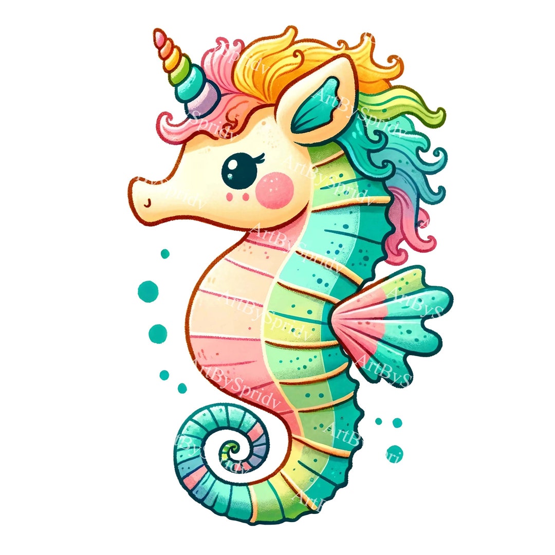 Rainbow Seahorse Unicorn Hybrid PNG Clipart Download|cute Fantasy Sea ...