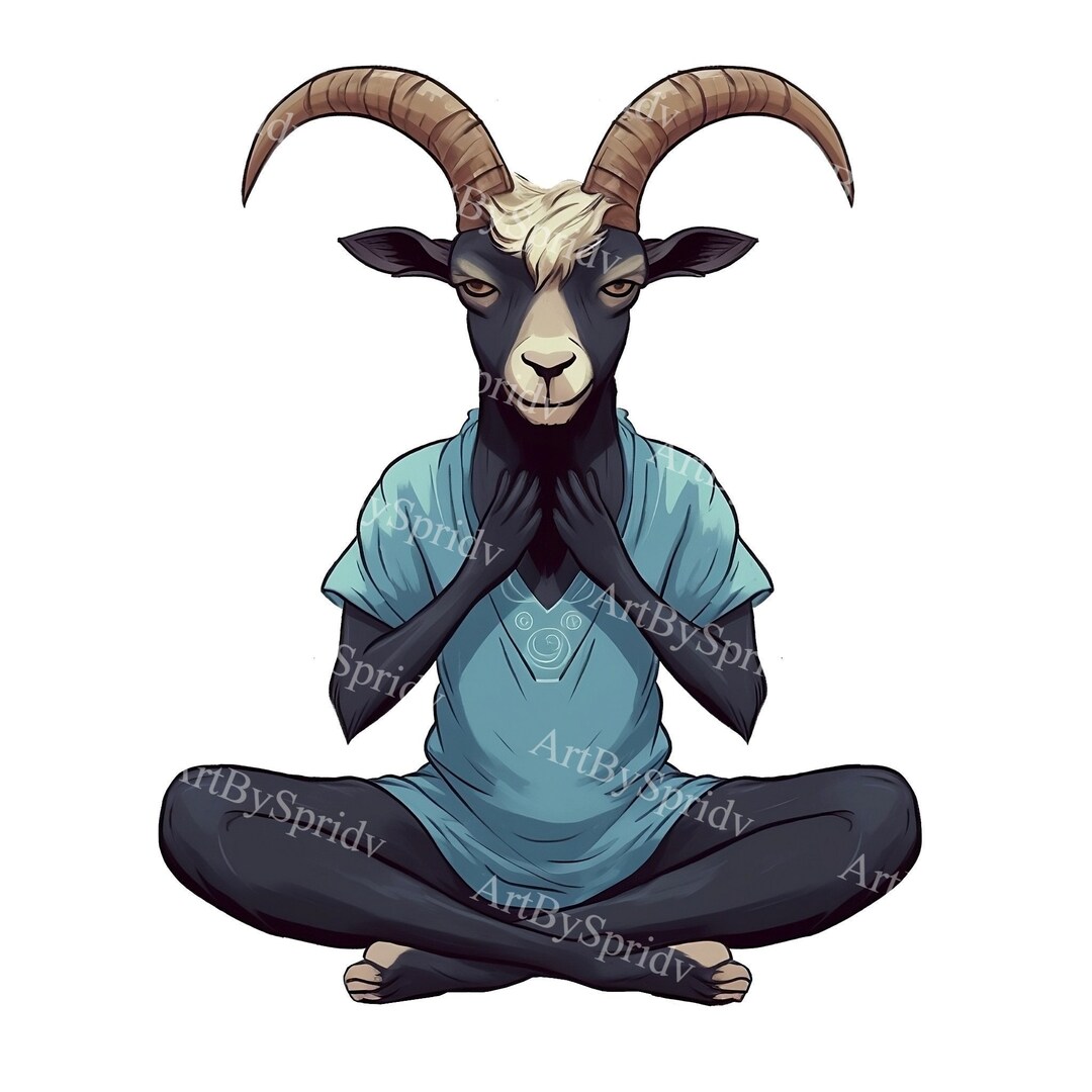 Serene Goat in Meditation Yoga Pose PNG Clipart, Peaceful Zen Animal ...