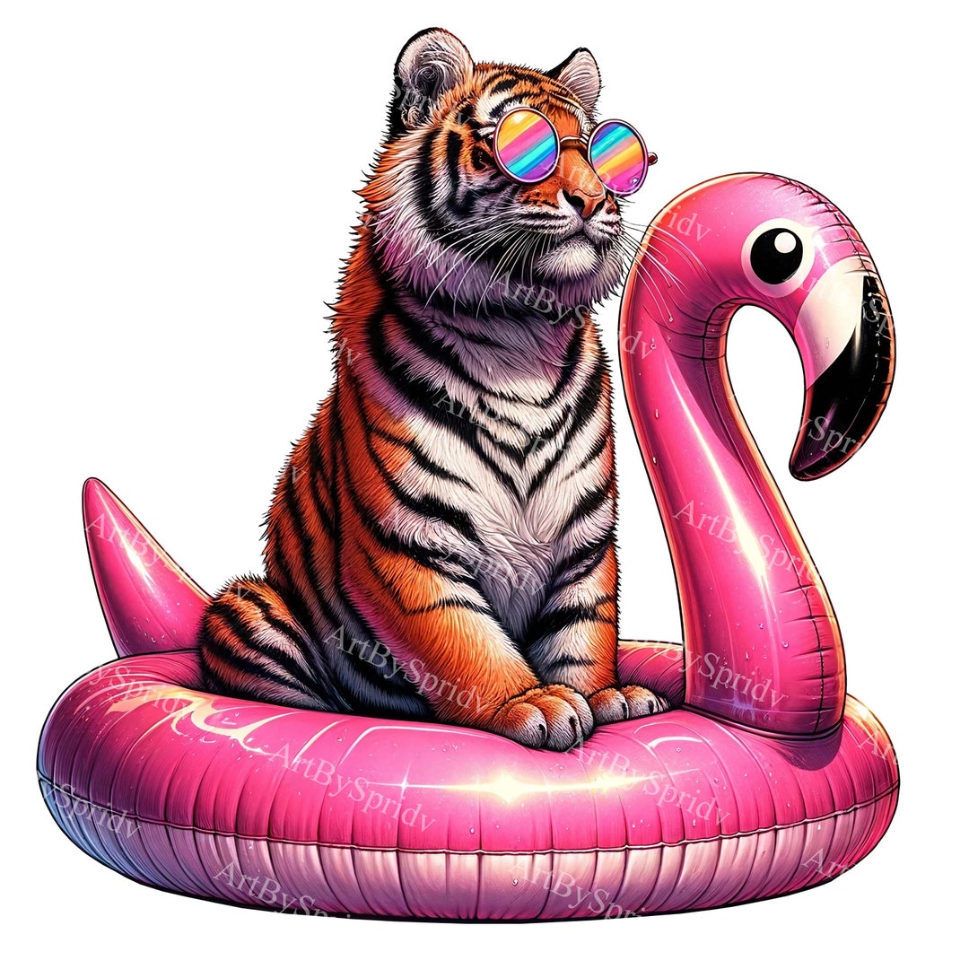 Tiger Cub With Sunglasses Digital Clipart | Flamingo Float PNG ...