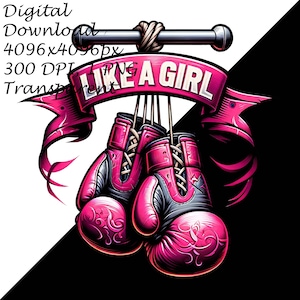 Feminine Pink Boxing Gloves Digital Clipart, 'like A Girl' Motivational ...