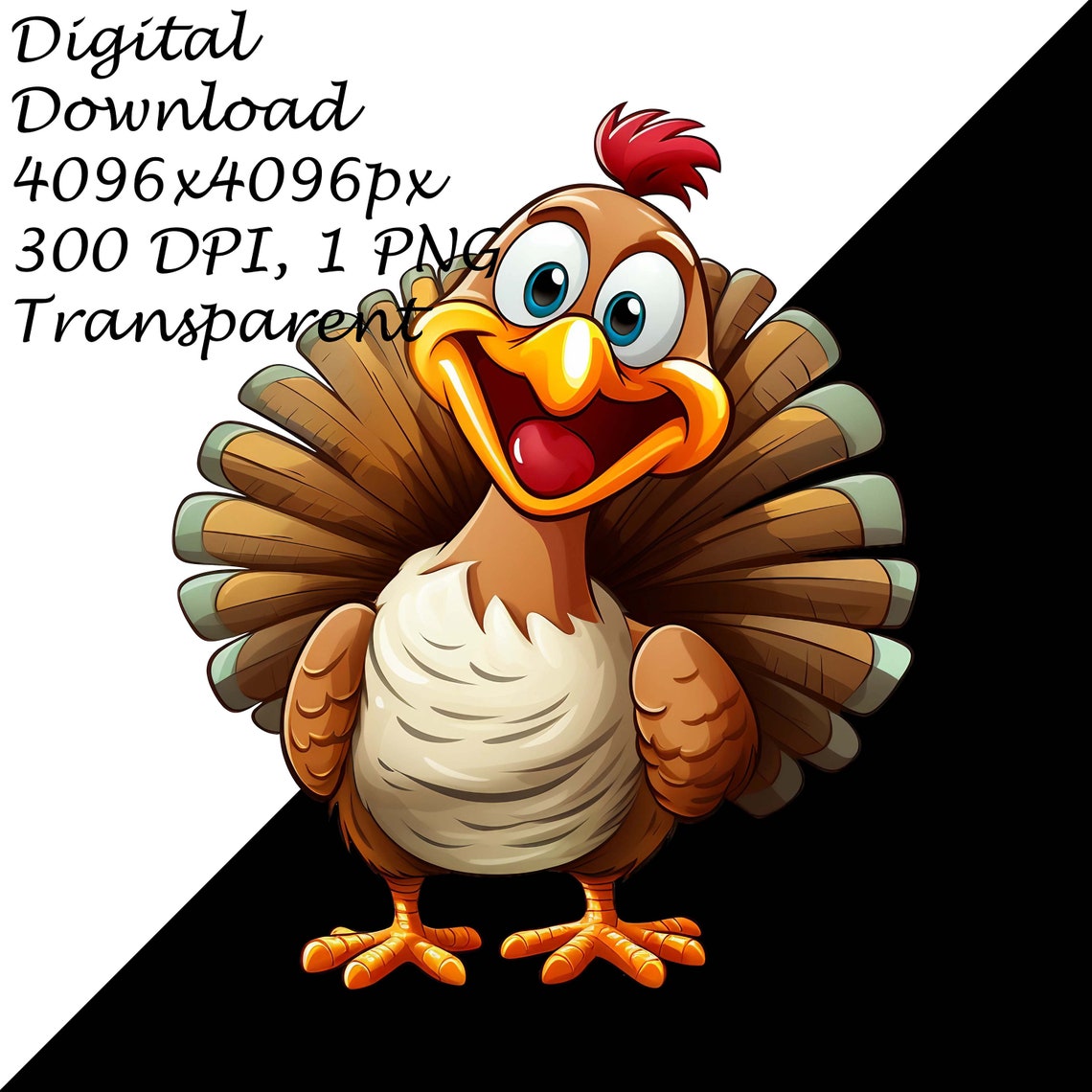 Funny Cartoon Thanksgiving Day Turkey - Transparent PNG Xmas Clipart ...