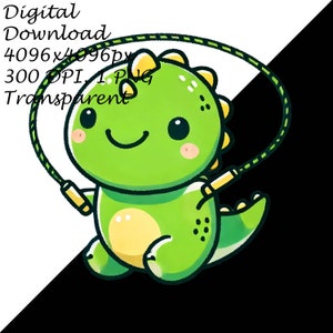 Dinosaur Jumping Rope PNG Clipart, Adorable T-rex Dino Digital Download ...