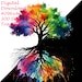 Watercolor Rainbow Tree Clipart - Abstract Colorful Tree With Roots PNG ...