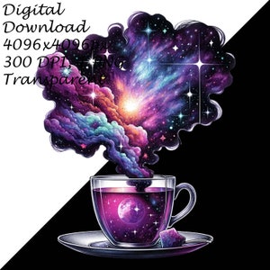 Cosmic Tea Cup Clipart - Galaxy in a Mug Sublimation PNG for Creative ...