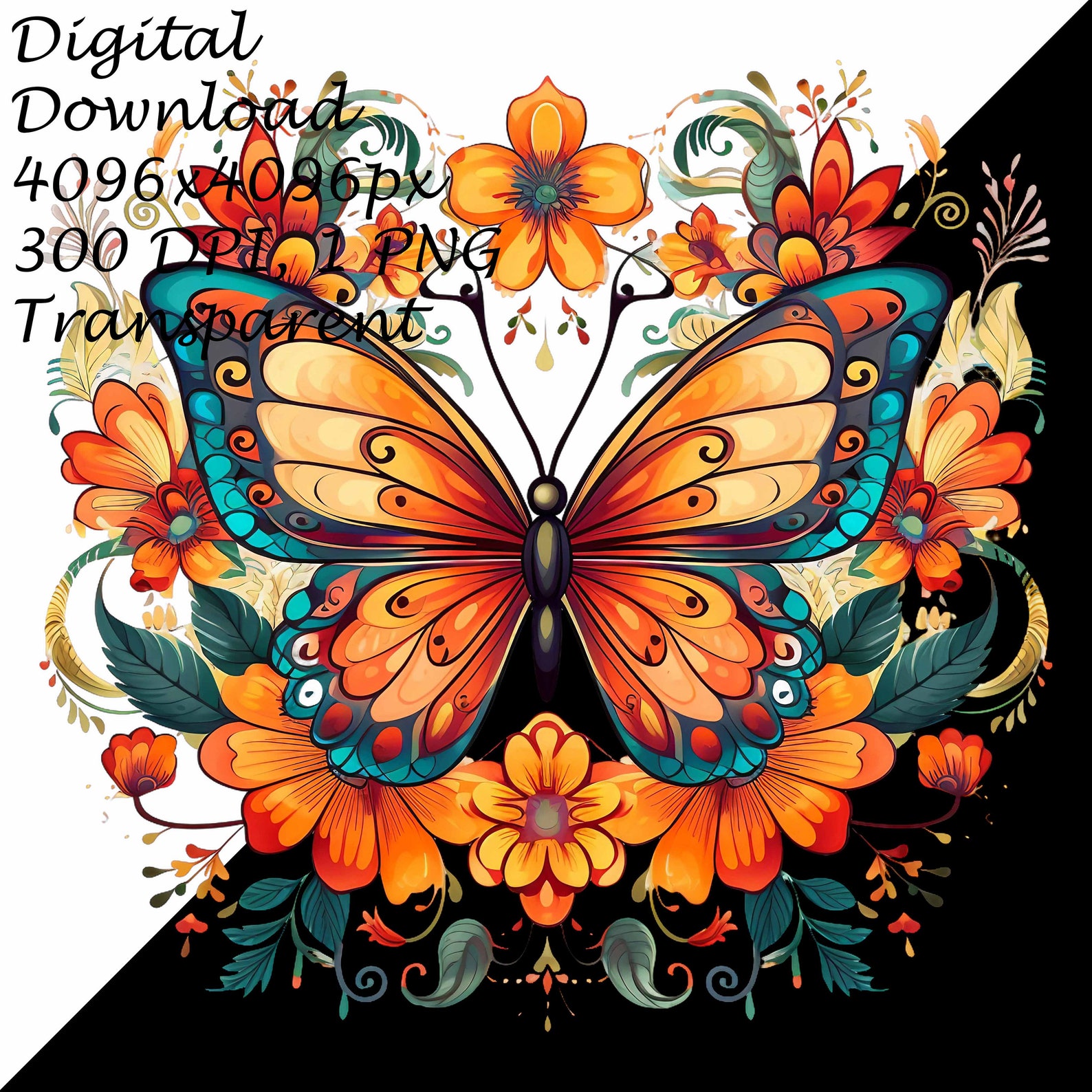 Exquisite Floral Butterfly Cliparts for DIY Crafting, Printable ...