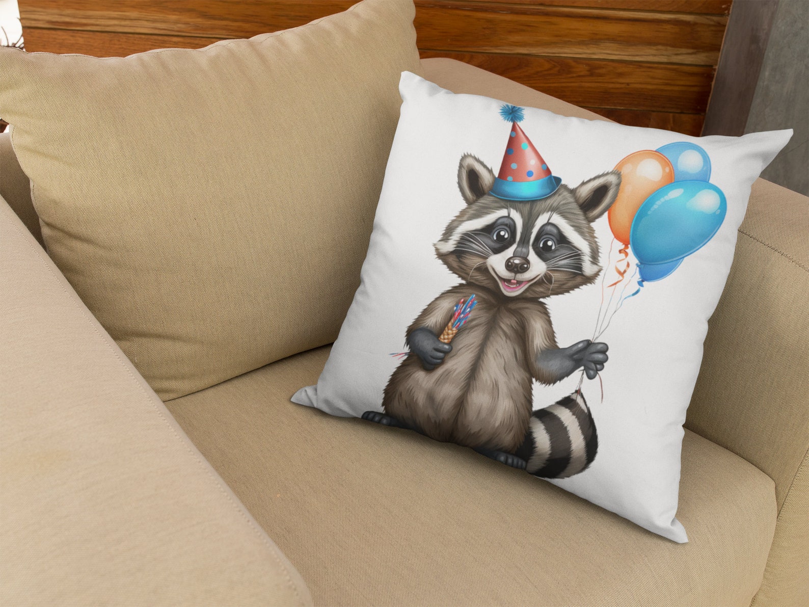 Cute Raccoon Birthday Party Hat&balloons PNG - Etsy