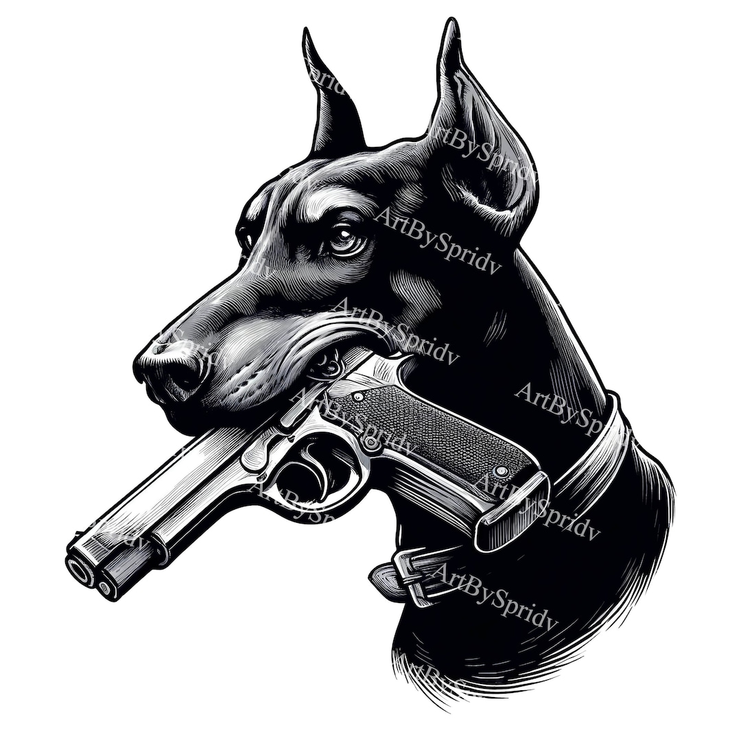 Unique Doberman Dog With Gun PNG Clipart Download - Edgy Canine ...