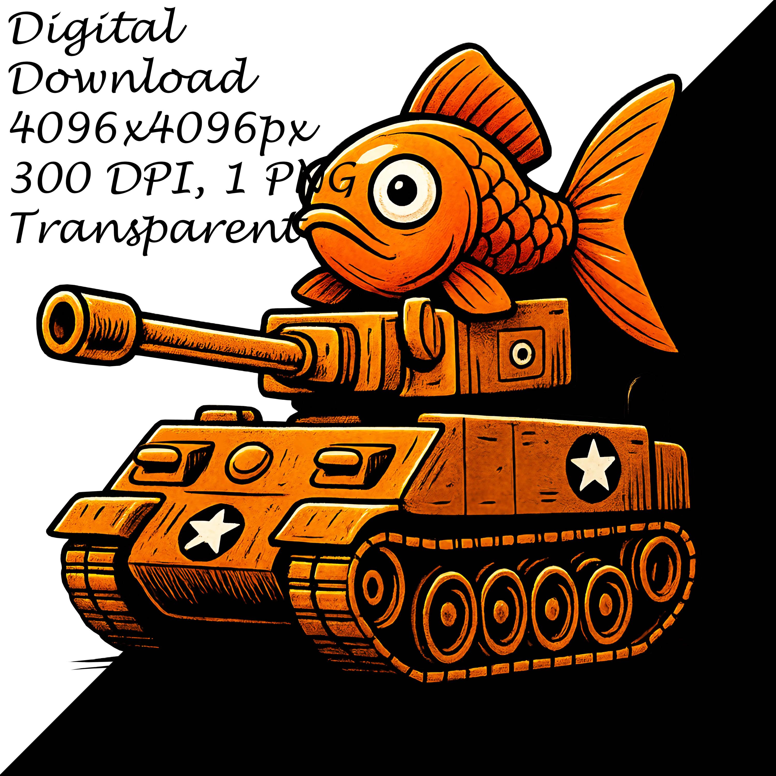 Goldfish in Tank Cartoon PNG, Cute Military Fish Clipart With ...