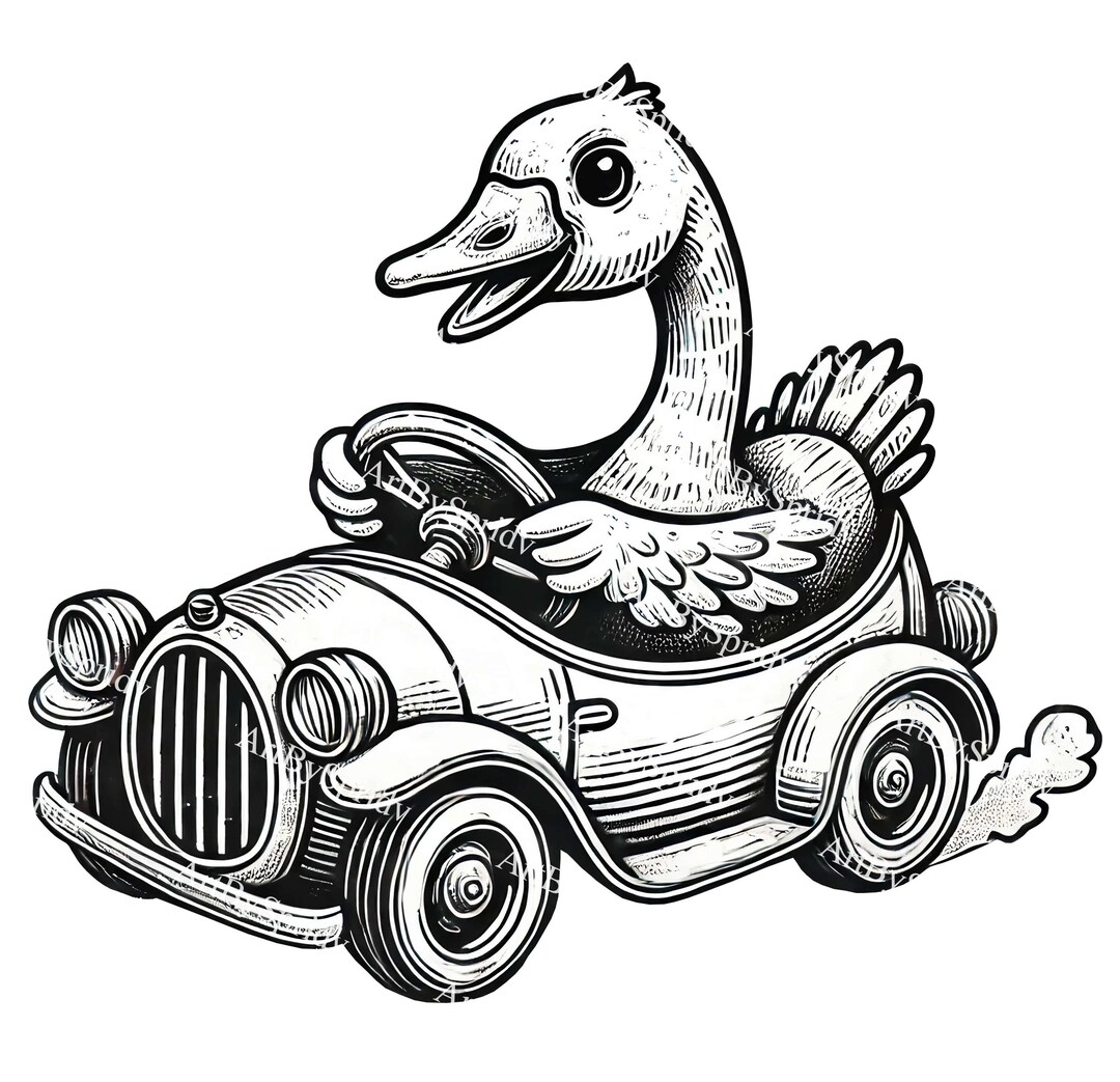 Driving Goose PNG, Hand-drawn Goose in Car Clipart, Quirky Animal ...