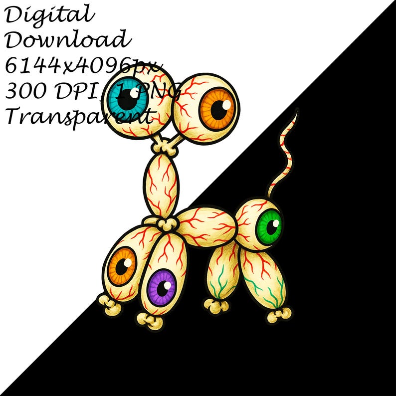 Eyeball Balloon Dog PNG Clipart – Cute Spooky Eyeball Critter ...