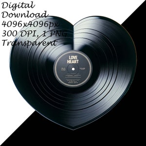 Retro Heart Vinyl Record Clipart - Valentine Music Lover Digital PNG ...