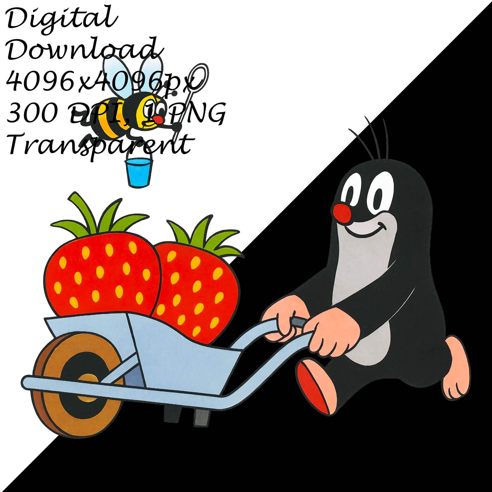 Cute Mole With Wheelbarrow of Strawberries PNG Clipart - Harvest Mole ...