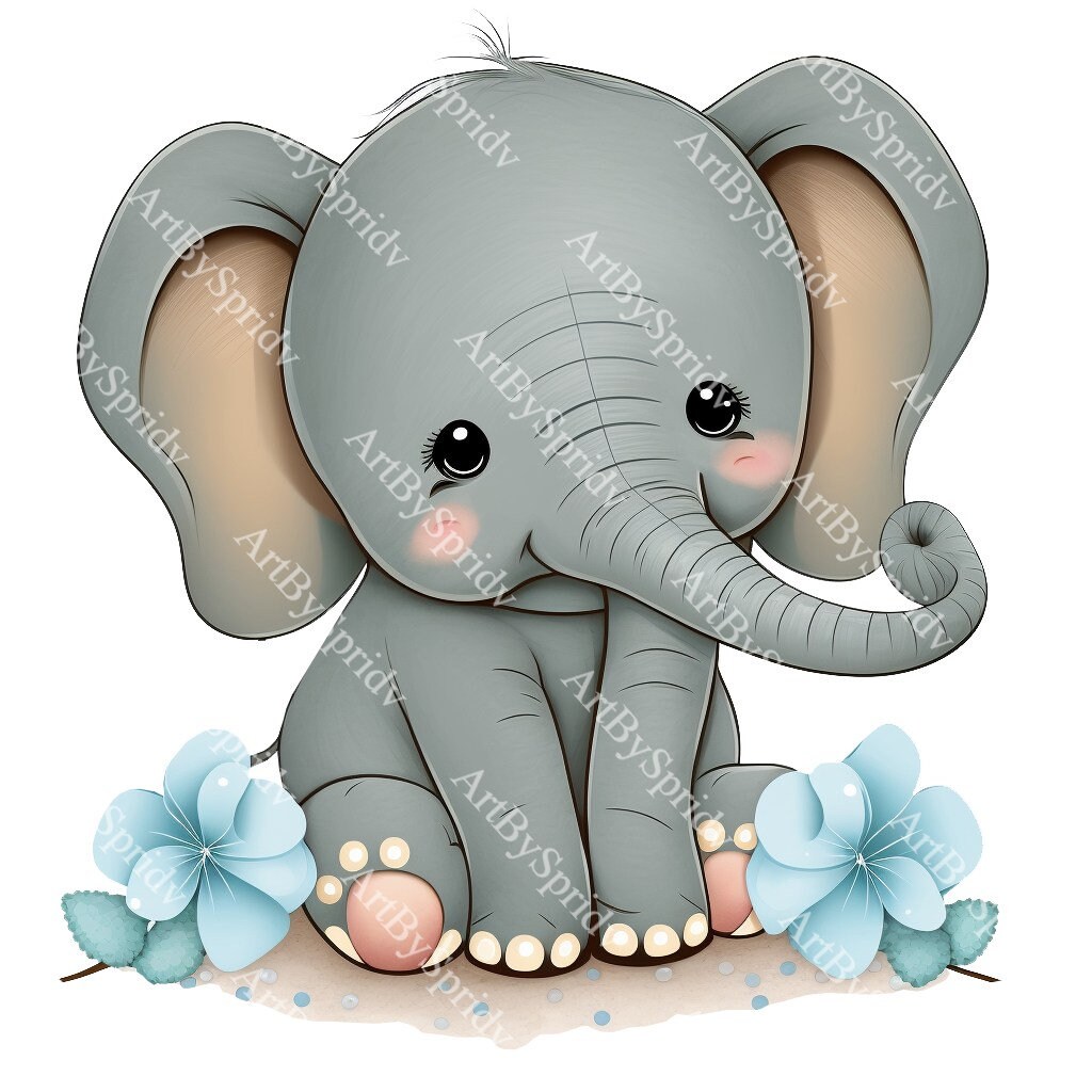 Cute Baby Elephant PNG Transparent Animal Clipartkids - Etsy