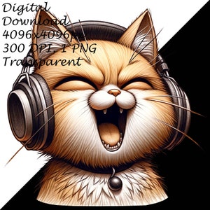 Adorable Cat DJ Clipart With Headphones-transparent Png,cute Kitten ...