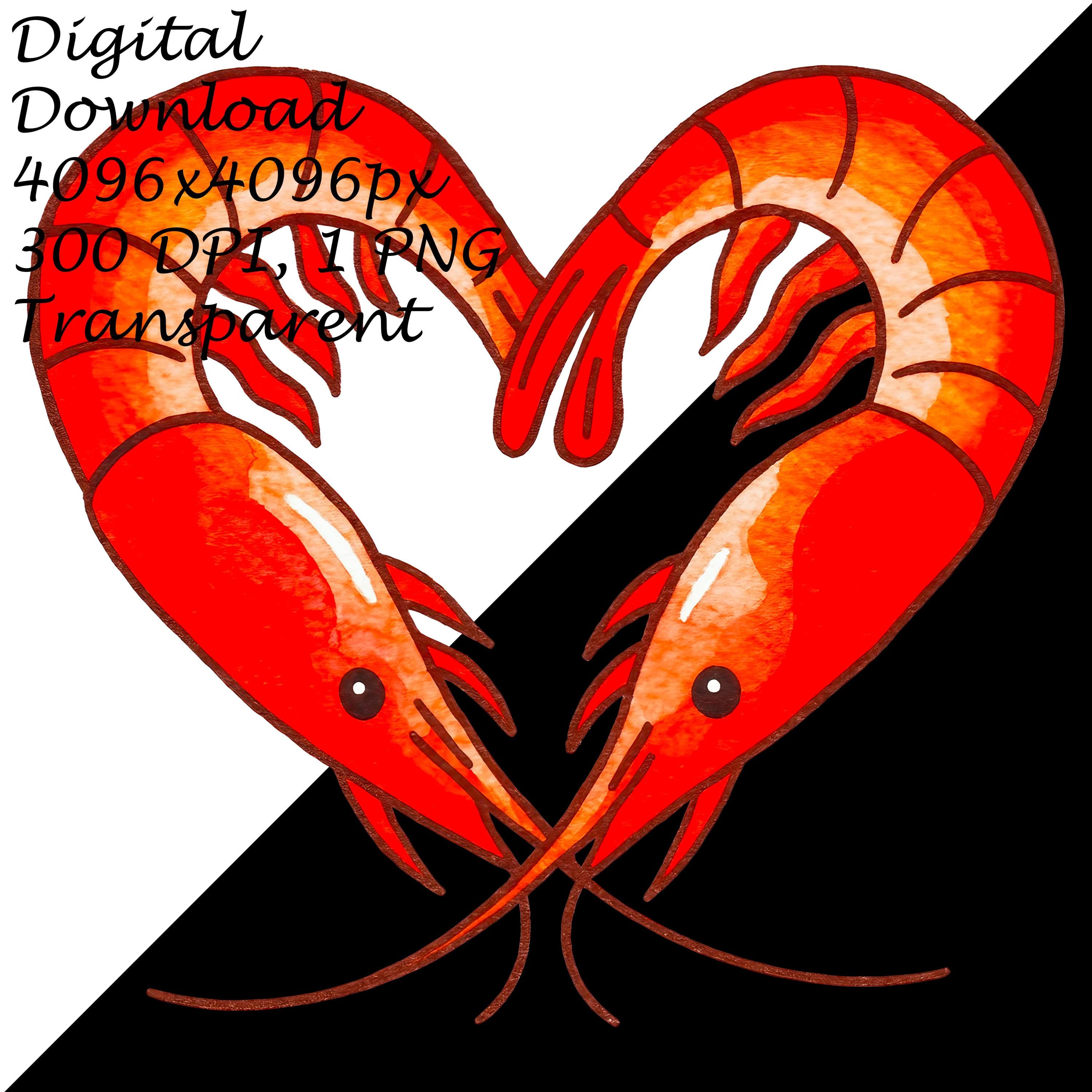 Shrimp Heart PNG Clipart, Prawn Love Valentine Seafood Lover Art, Cute ...