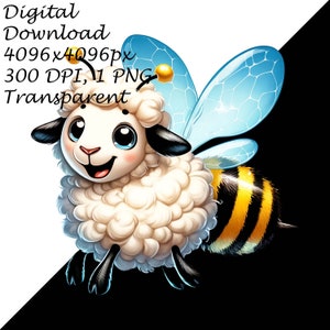 Adorable Sheep-bee Hybrid Clipart - Perfect for Children's Projects ...