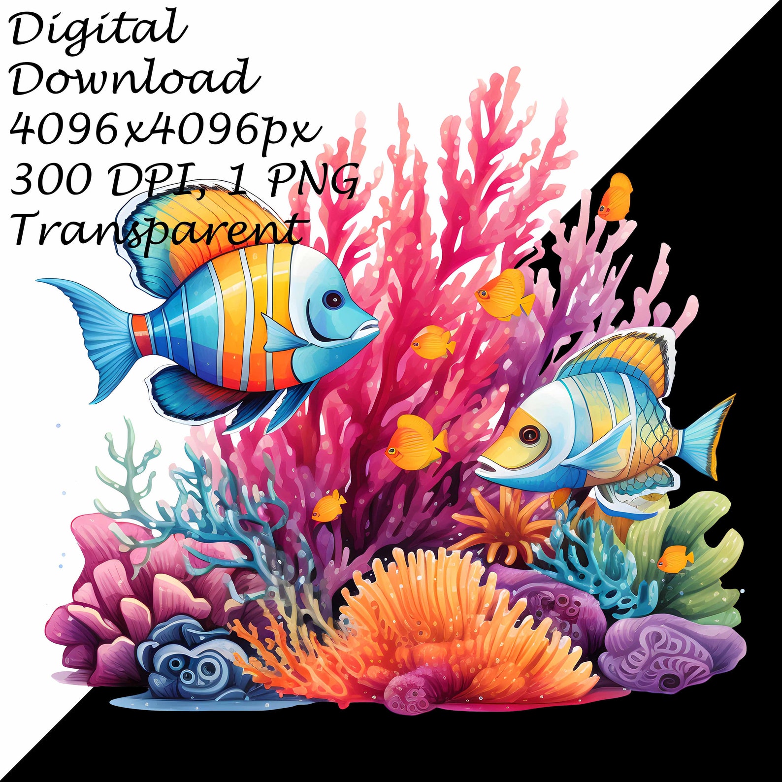 Coral Reef With Cheerful Tropical Fish PNG Clipart, Luxurious ...